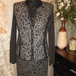 Peter Nygard | Skirts | Peter Nygard Grey Animal Print Skirt Set | Poshmark